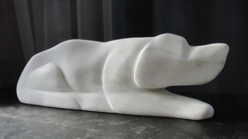 Exquisite Good Dogs: Unique Colorado Marble Sculpture by Martin Cooney